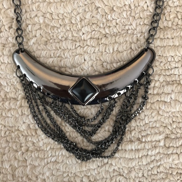 Vintage | Jewelry | Edgy Gunmetal Chain Strand Bib Necklace | Poshmark
